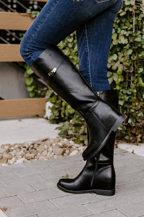 The Jake Faux Leather Knee High Boot In Black – Impressions Outlet