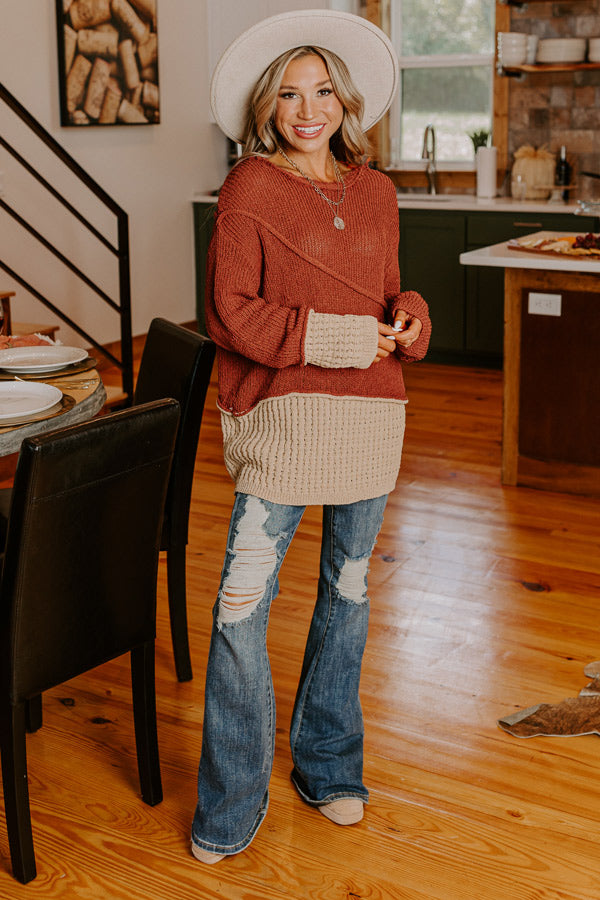 Cozy Darling Knit Sweater in Rust – Impressions Outlet